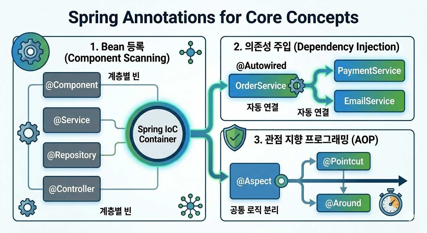 Spring 핵심 개념 정리 — IoC / DI / AOP / Bean | Mingyu's Blog